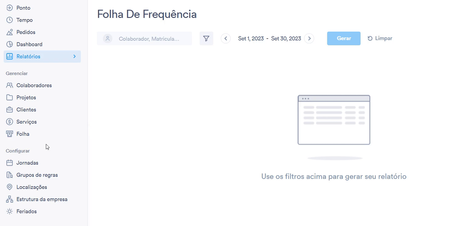 Quais são os relatórios disponíveis para análise em Controle de Ponto ...