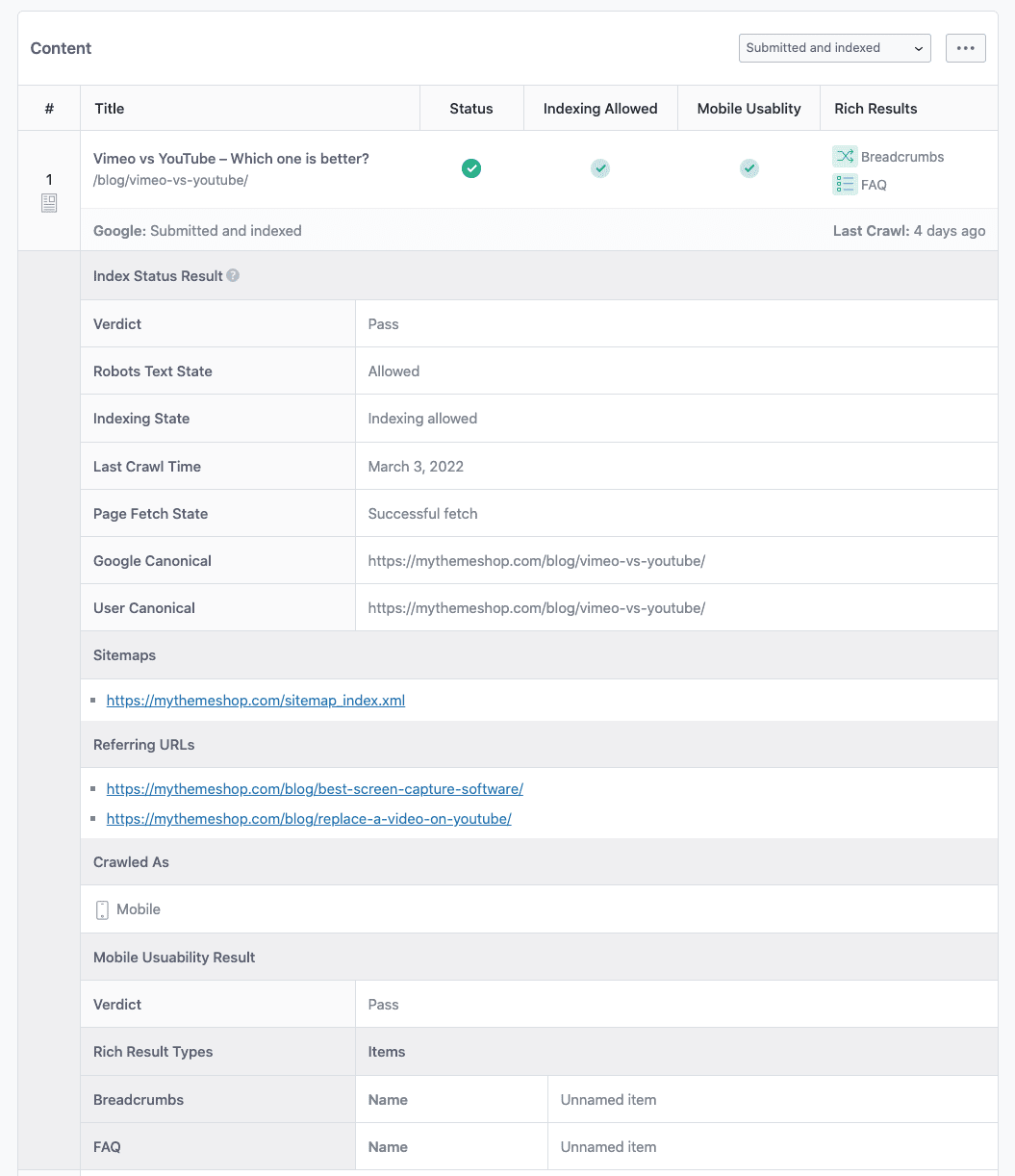 Google URL Inspection API Integration in Rank Math