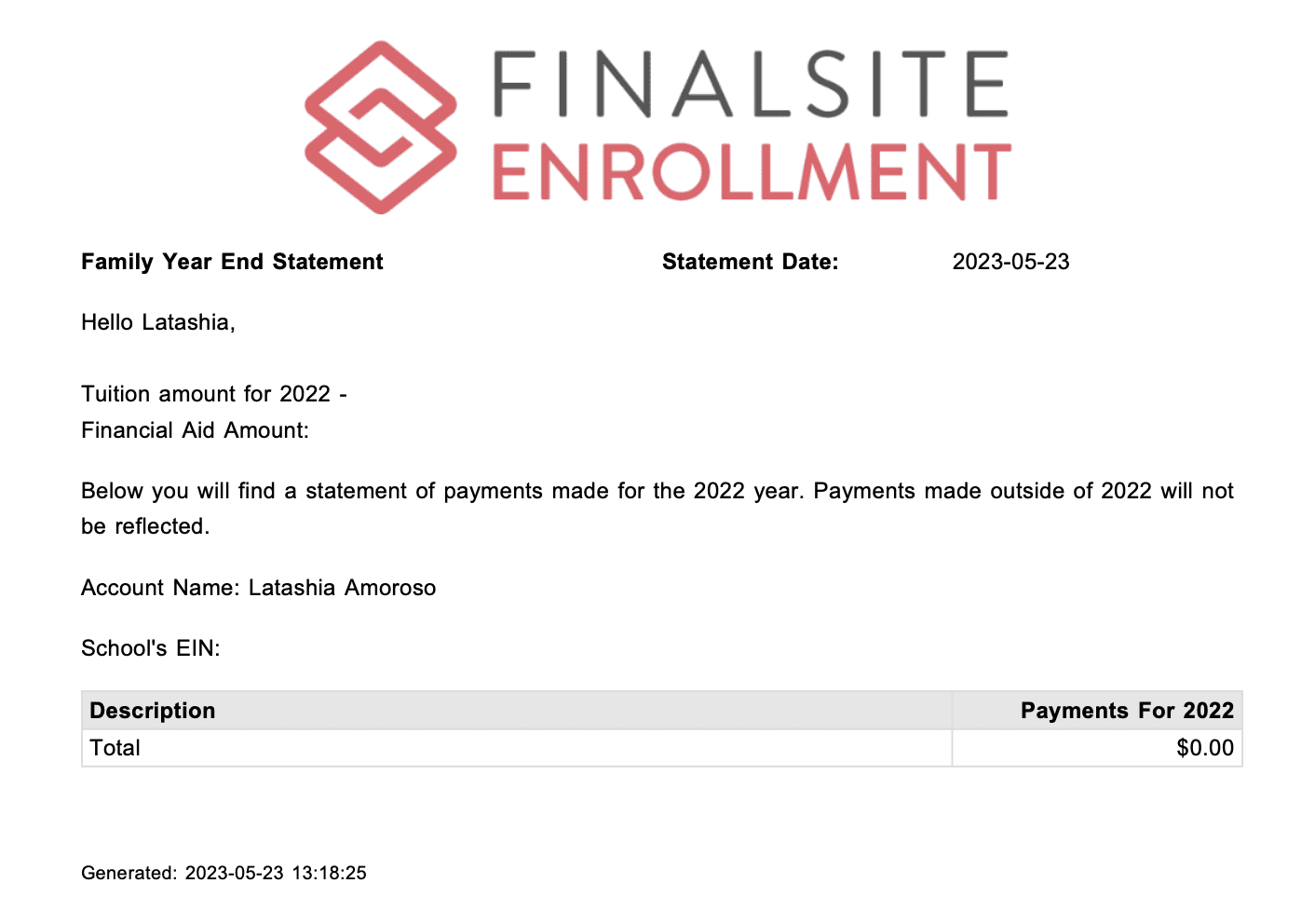 Billing Communications – Finalsite Enrollment