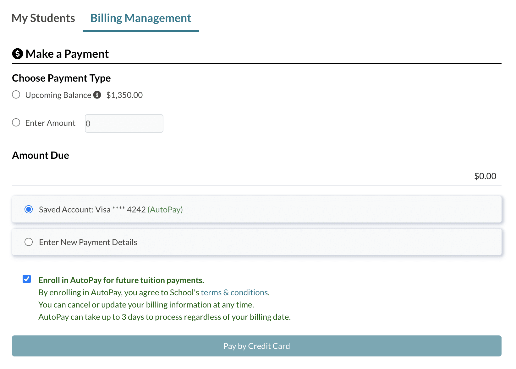 Parent Billing Workflow – Finalsite Enrollment