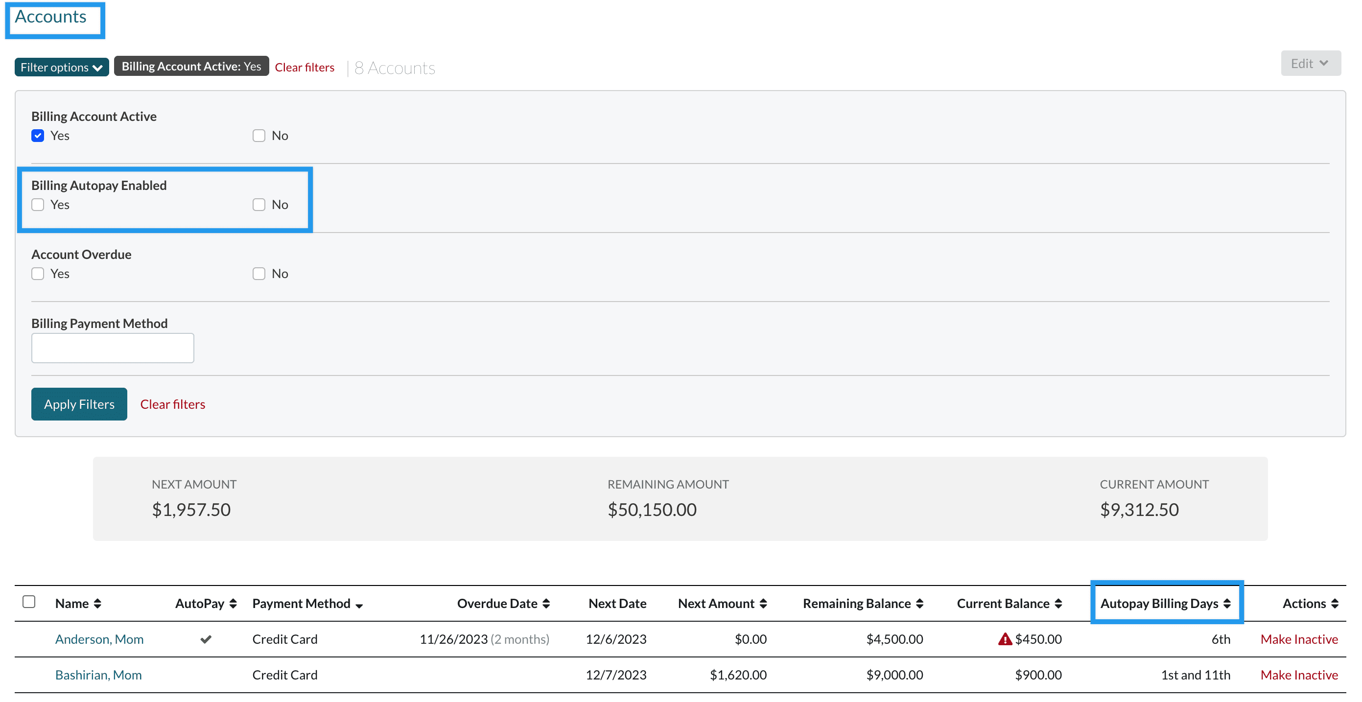 Billing: Managing Autopay – Finalsite Enrollment