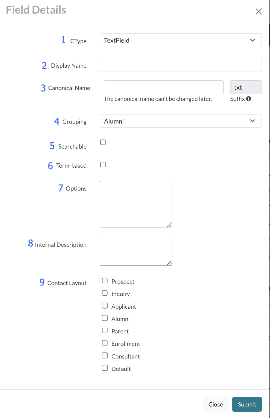 Field Settings – Finalsite Enrollment