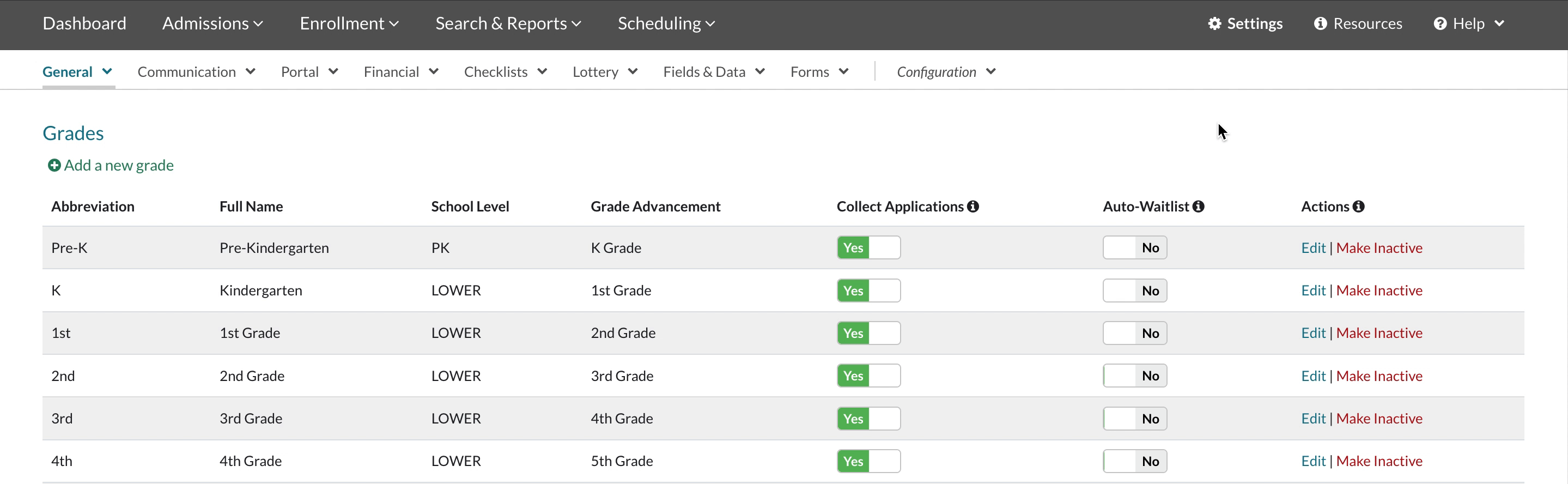 Auto-Waitlist – Finalsite Enrollment
