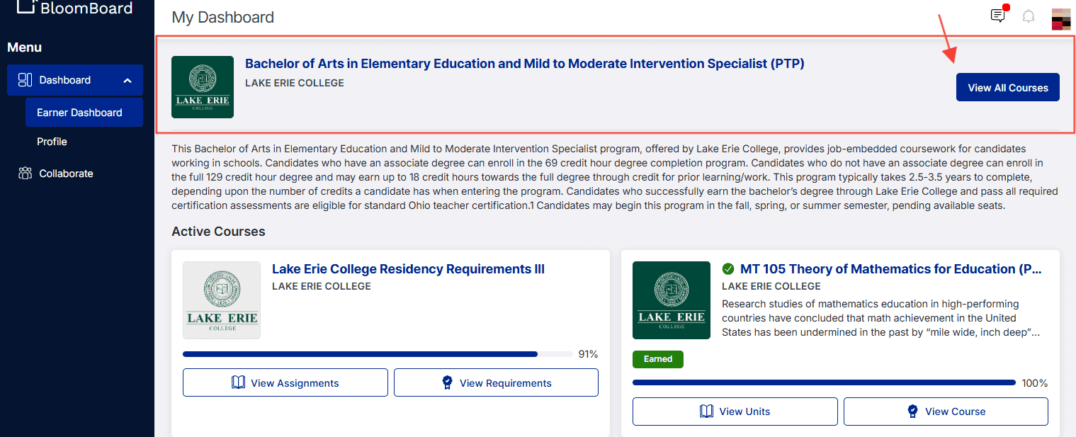 Accessing Prior Courses and Downloading Digital Badges – BloomBoard