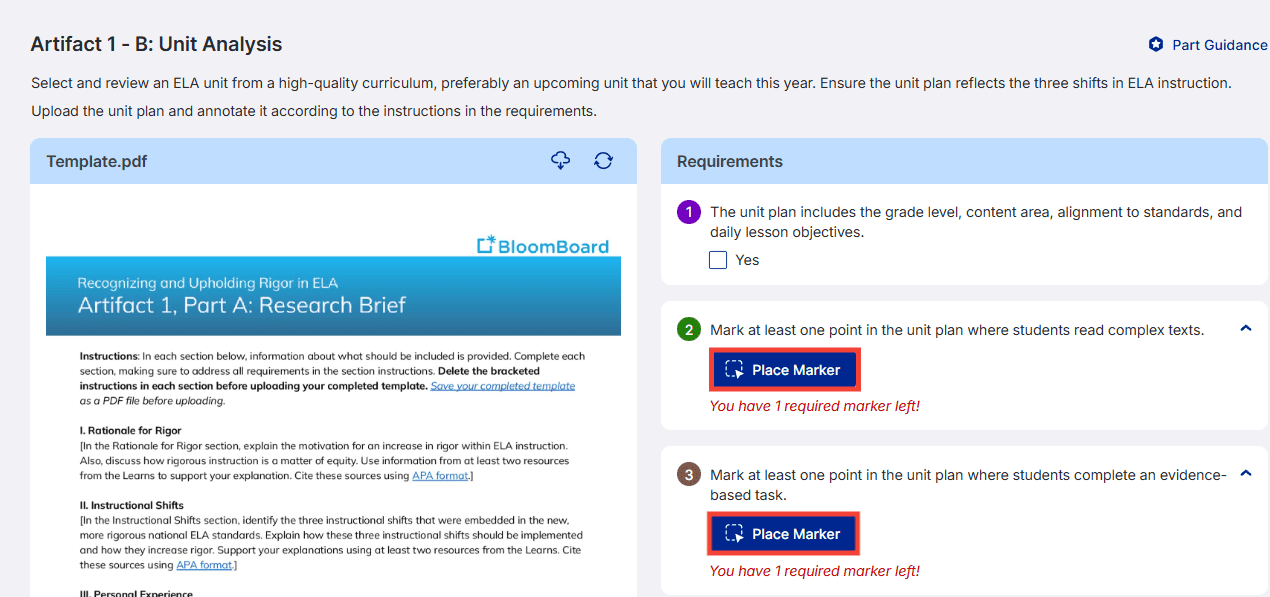 Place a Marker/Annotate on an Uploaded File – BloomBoard